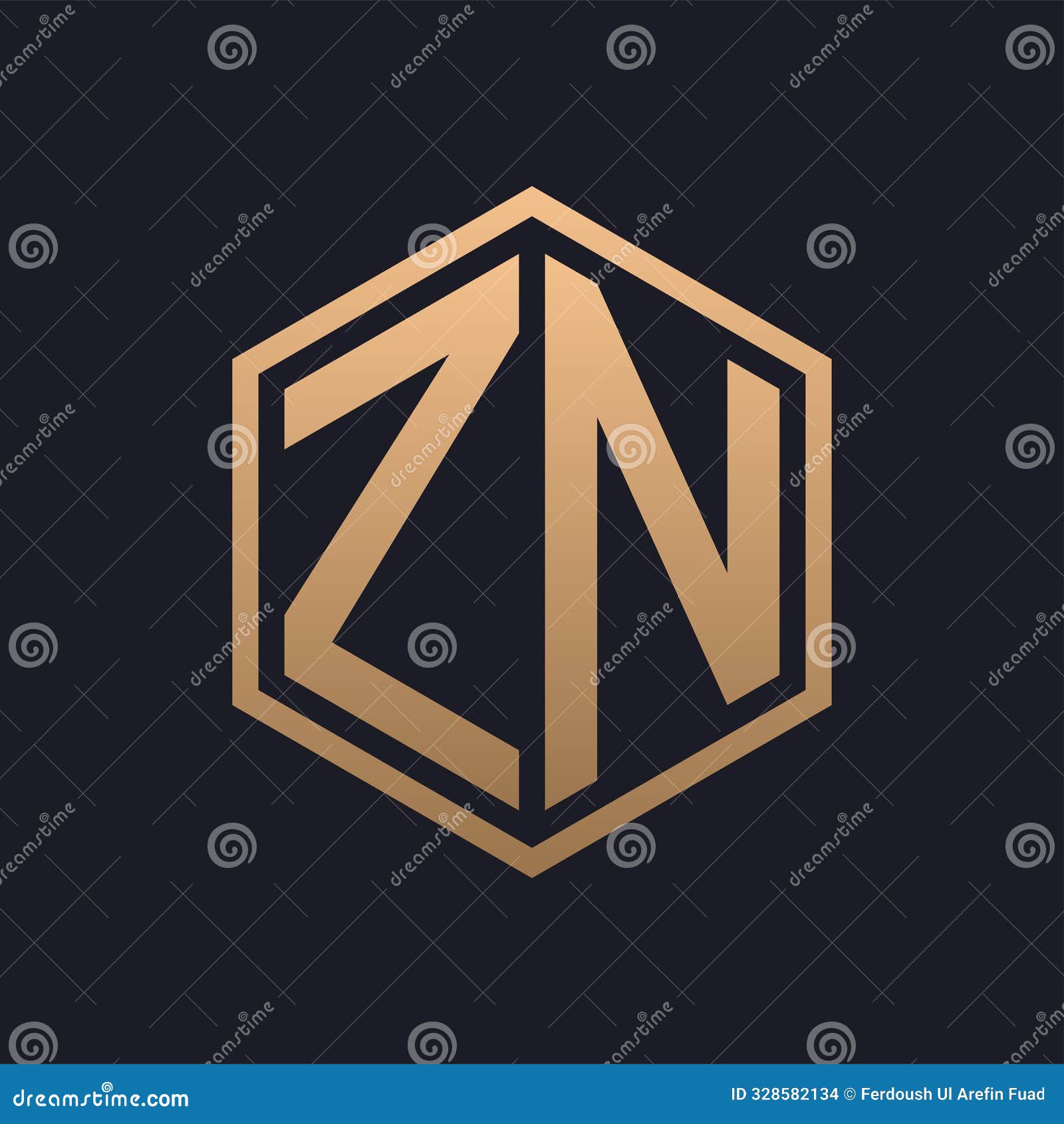 Elegant Hexagon Letter ZN Logo Design. Initial Luxurious ZN Logo ...