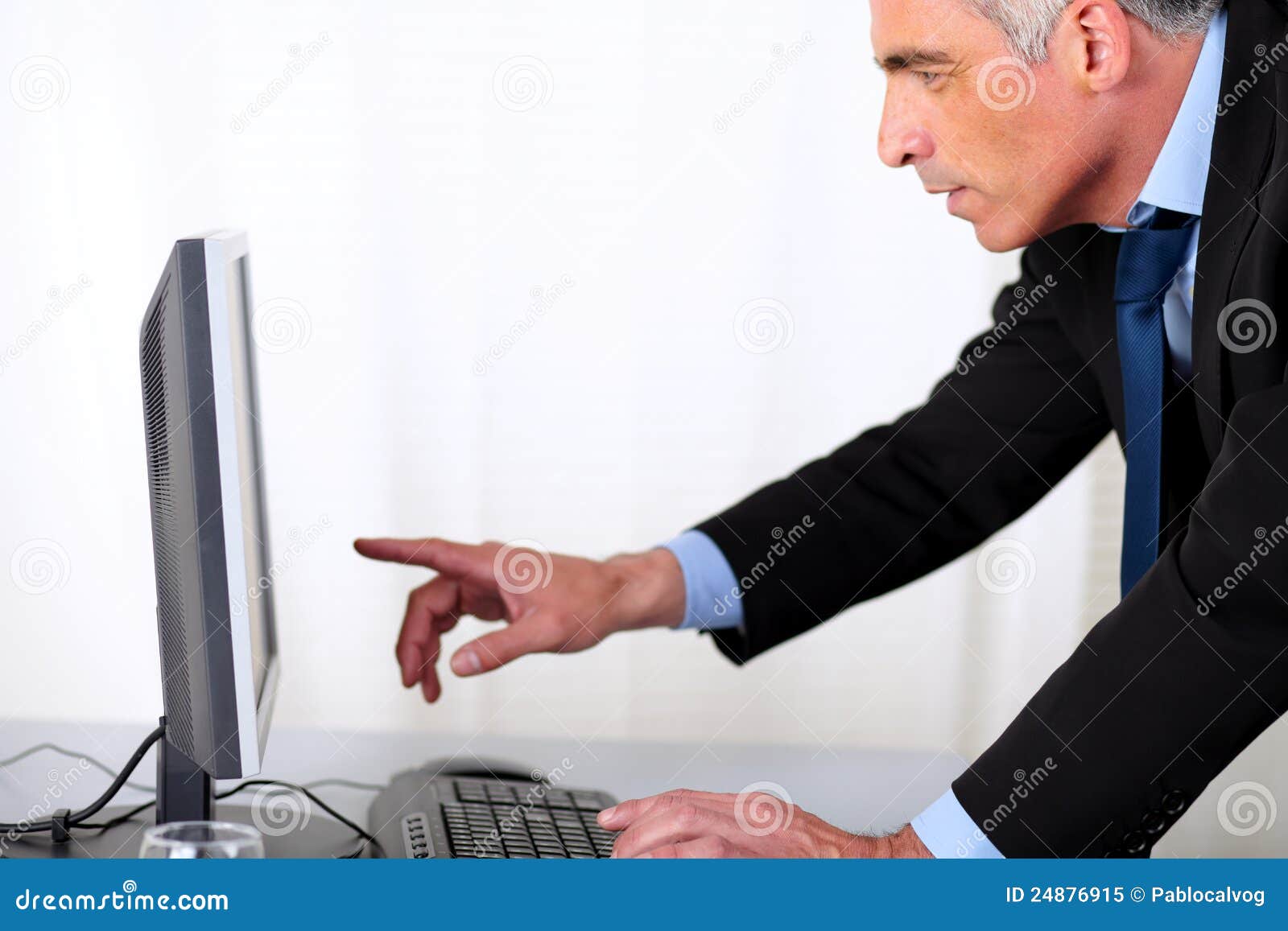 Elegant Hipanic Business Man Pointing the Computer Stock Image - Image ...
