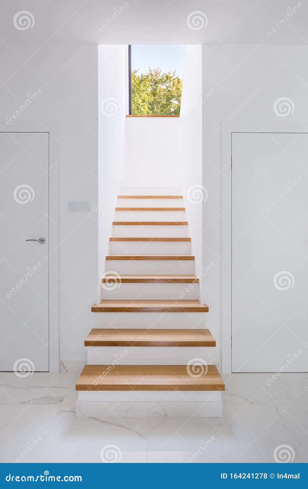 Elegant Home Corridor with Stairs Stock Photo - Image of steps, home ...