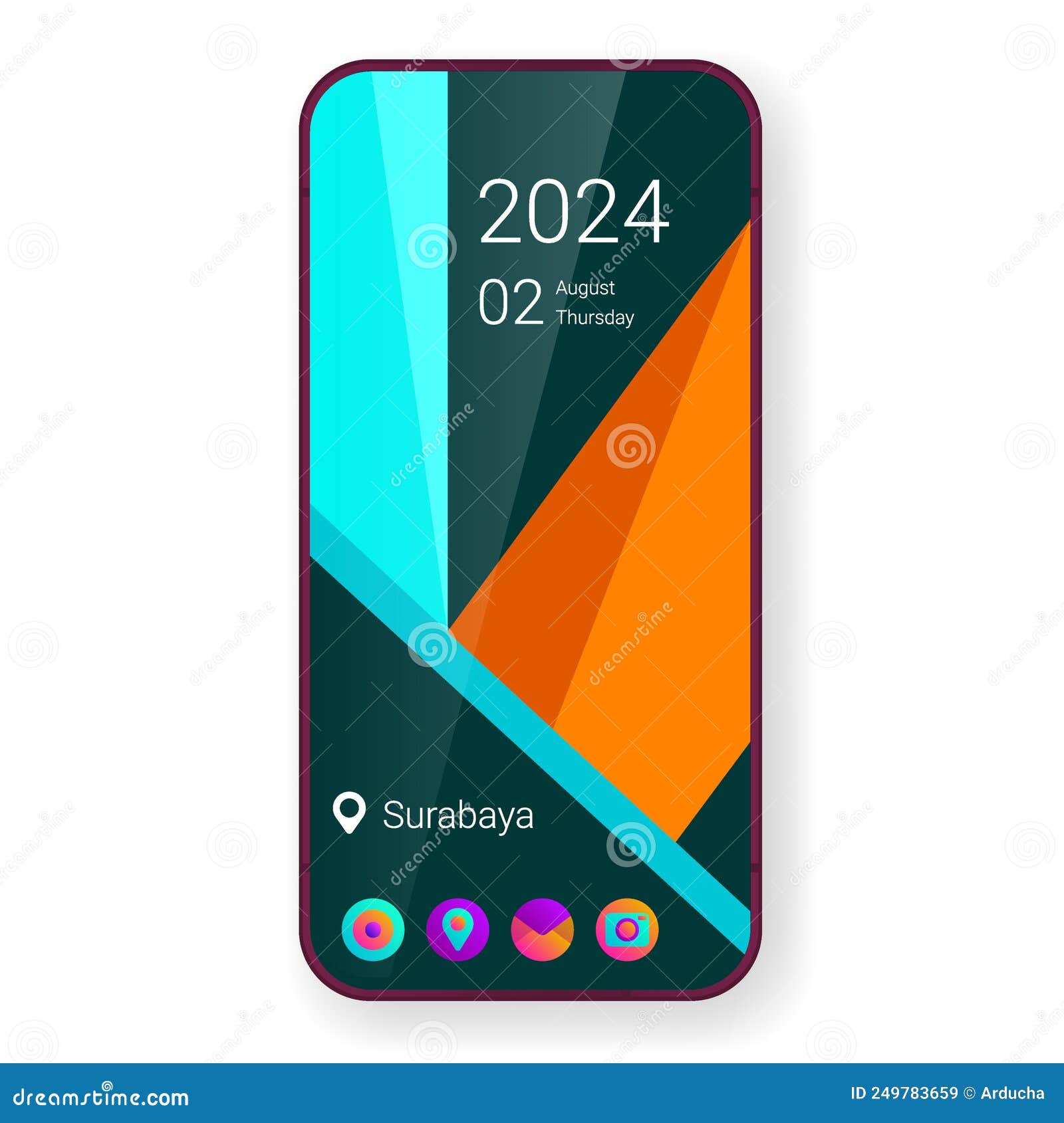 Elegant Home Screen User Interface Mobile App Realistic Stock Vector ...