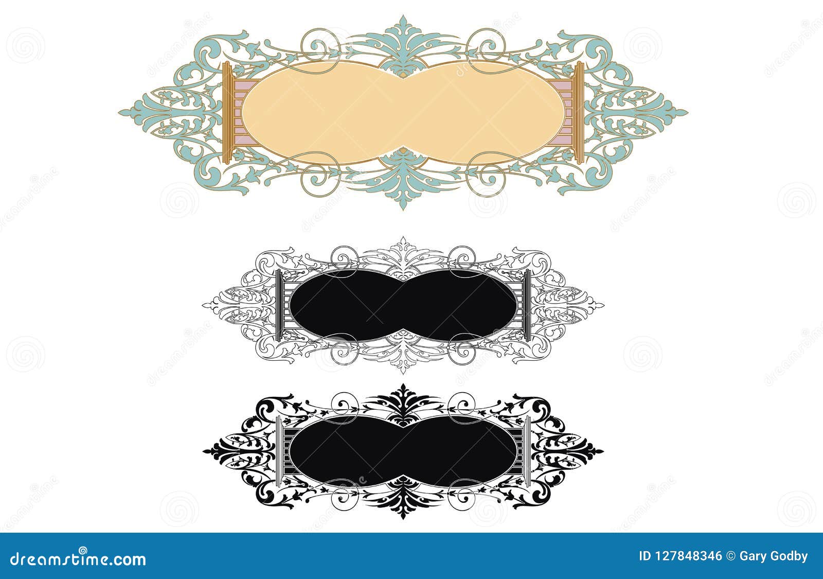 Elegant Horizontal Panel-frame with Scrolls Stock Illustration ...