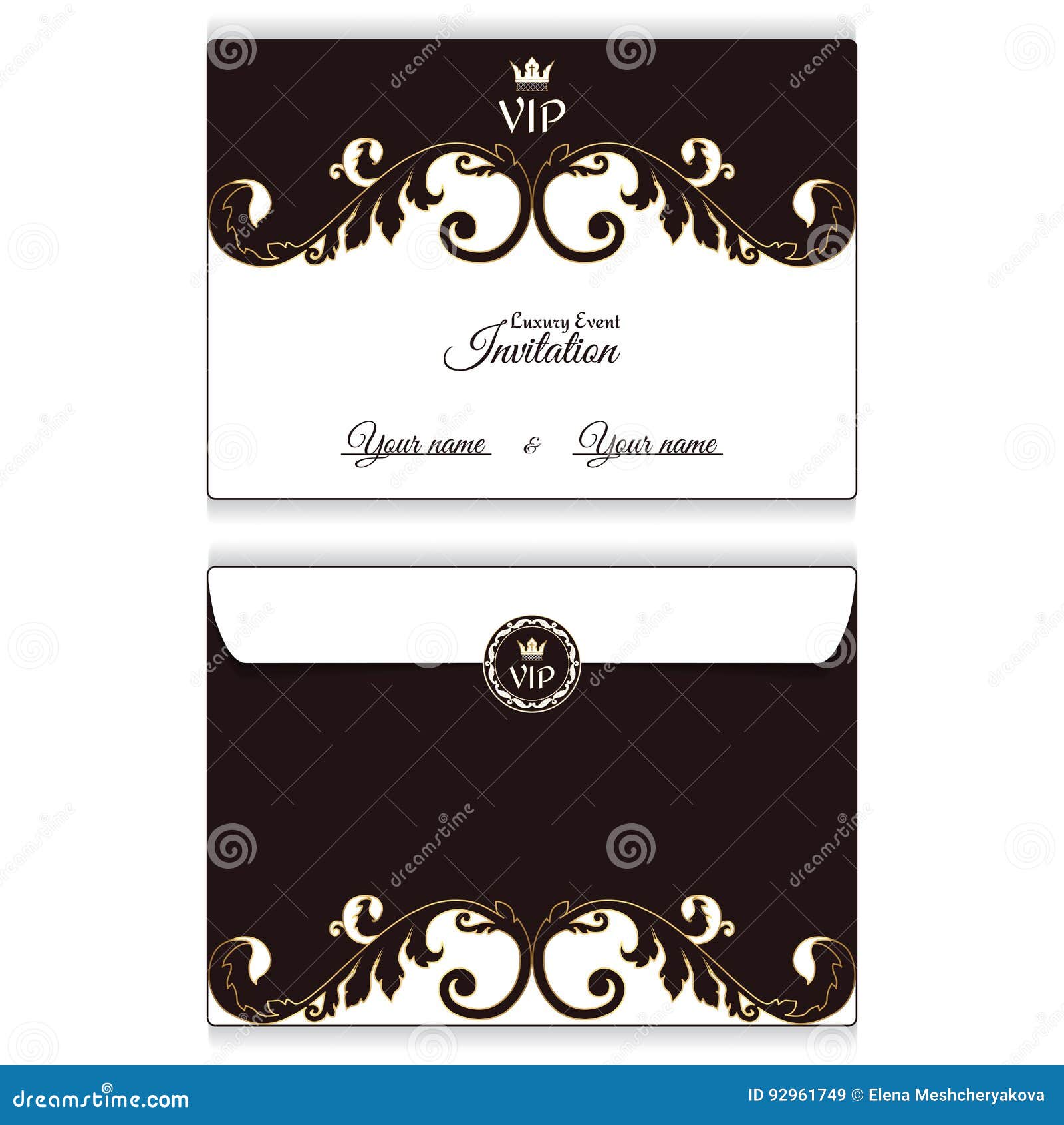 Elegant Horizontal VIP Envelope. it is Executed in the Victorian Style ...