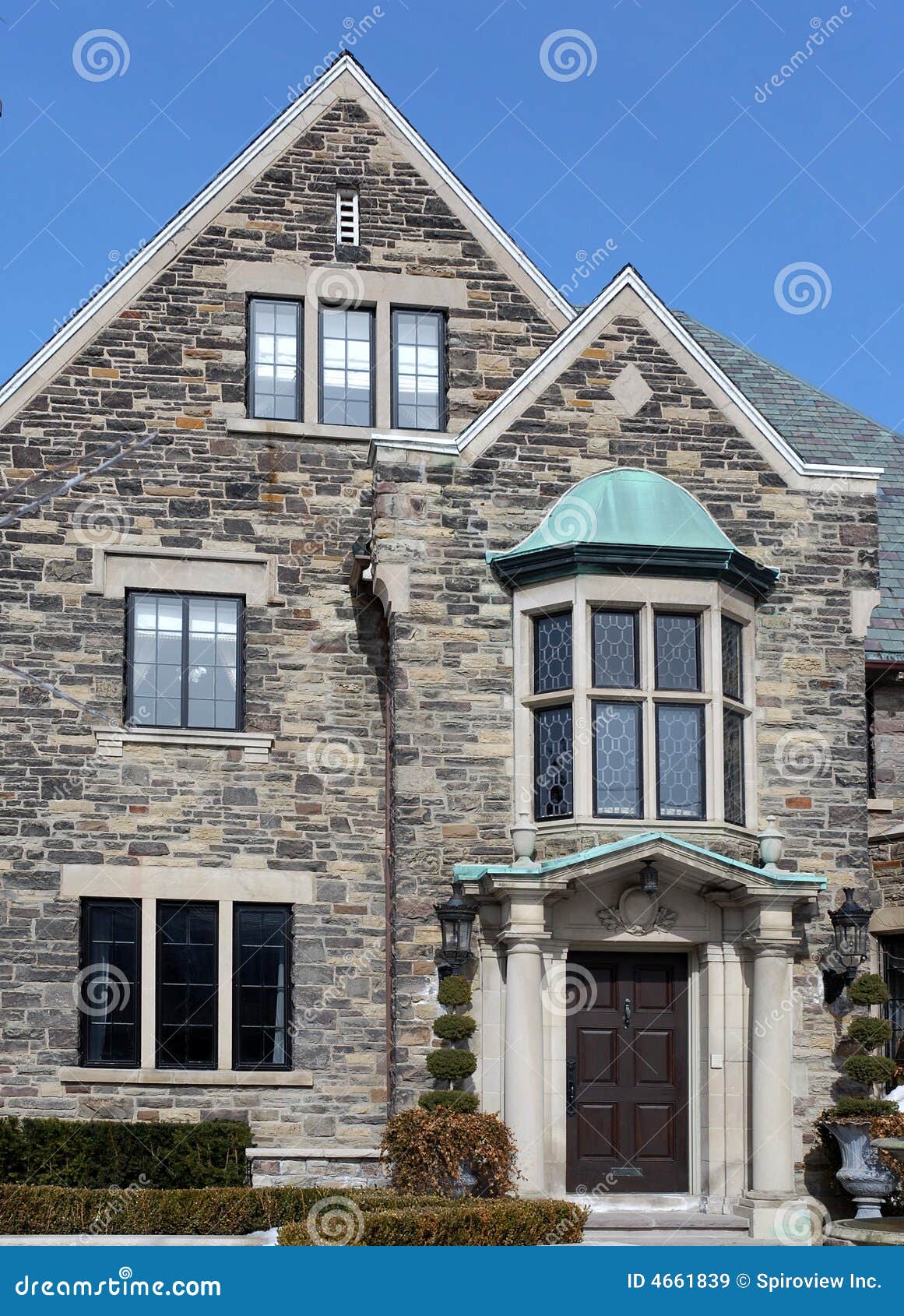 Elegant House with Stone Gable Stock Image - Image of mansion, facade ...