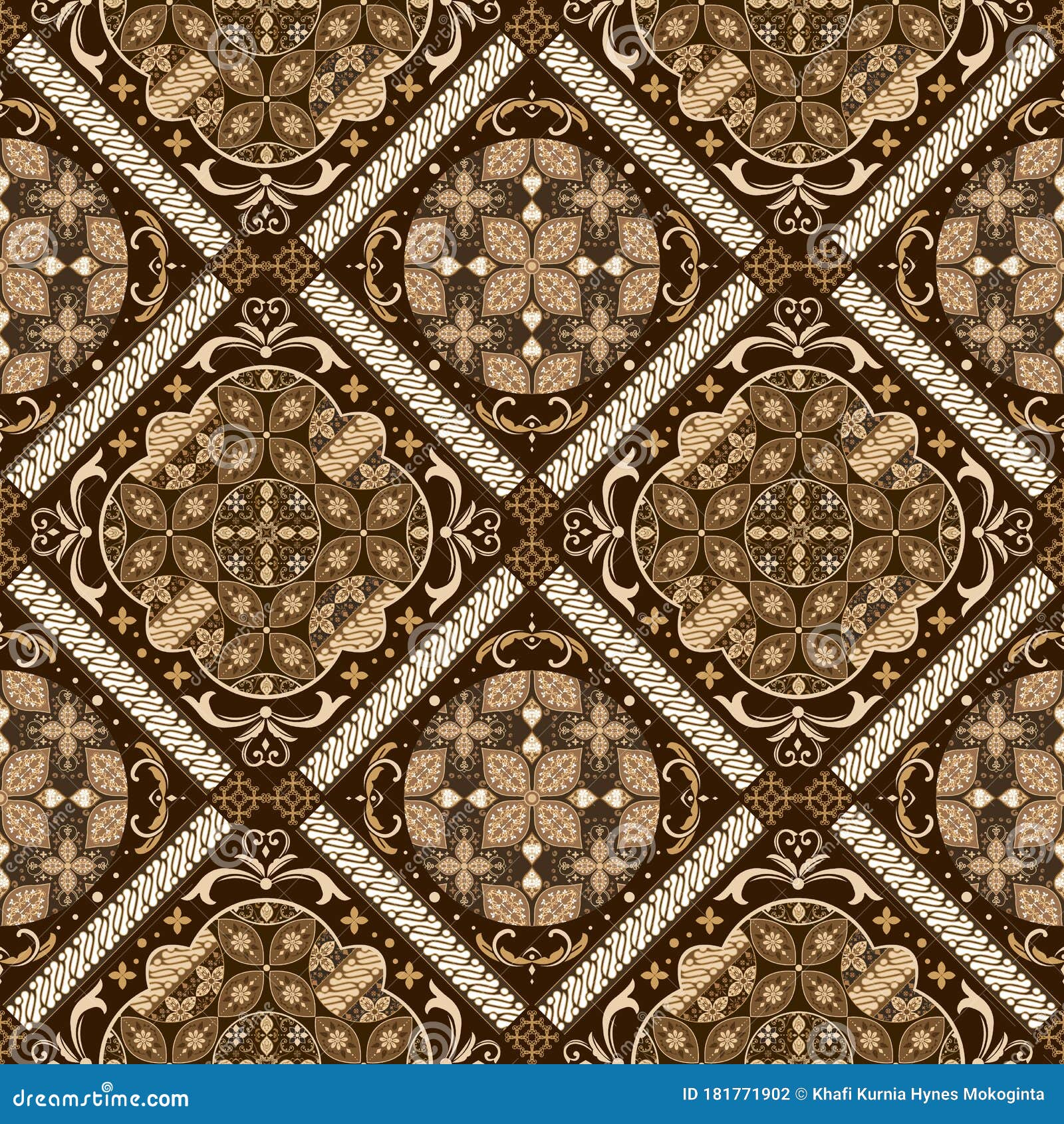 Elegant Indonesian Batik Pattern With Dark Brown Color Design Stock ...