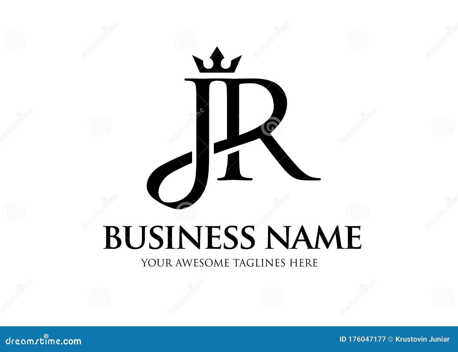 Elegant Initial Letter Jr with Crown Logo Vector Stock Vector ...