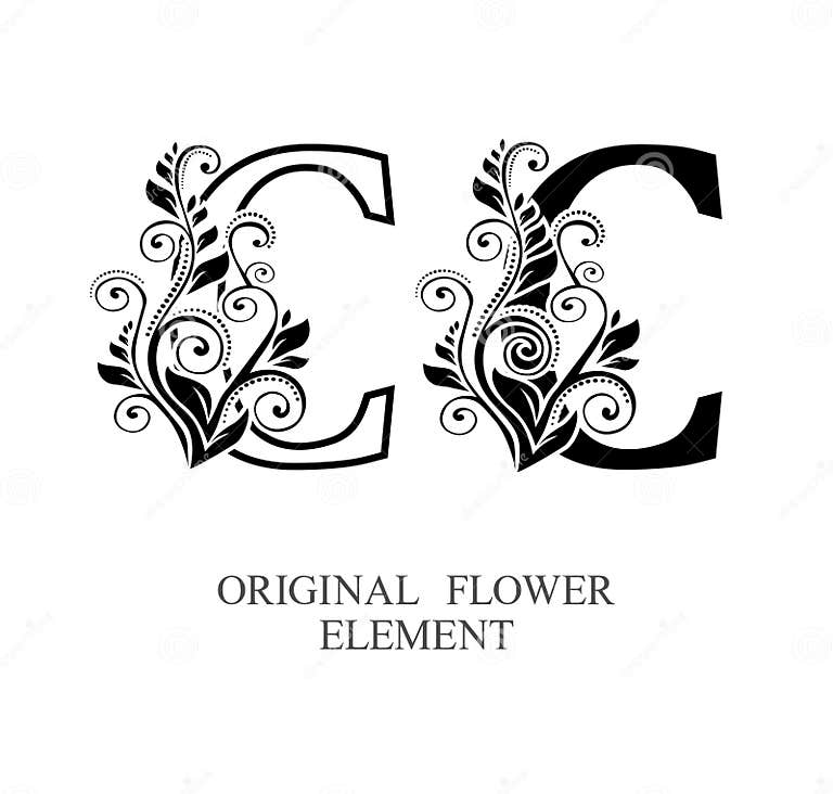 Elegant Initial Letters C in Two Color Variations with Botanical ...