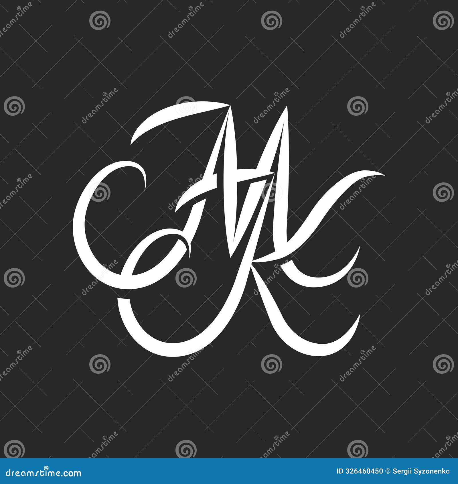 Elegant Initials MK or KM Monogram Logo with Flowing Graceful Script ...