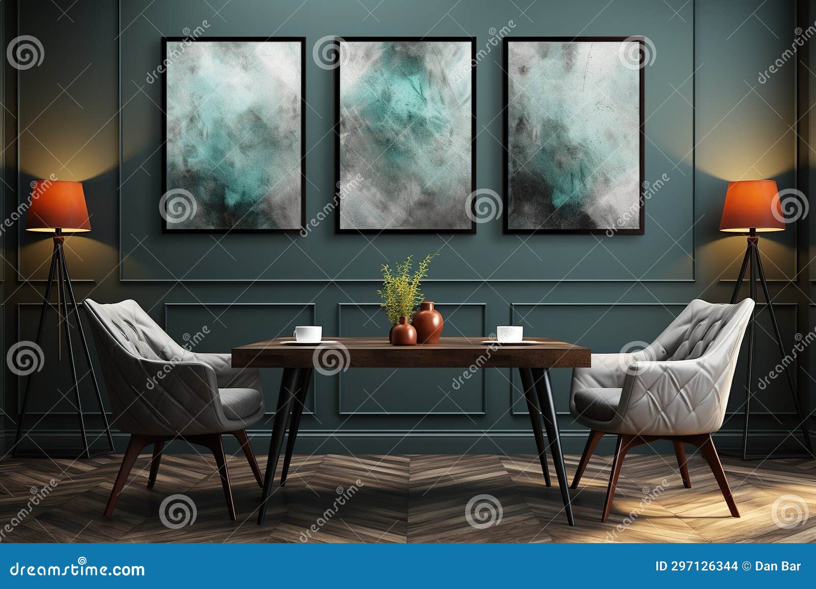 Elegant Interior Design Featuring Three Picture Frames. Generative AI ...