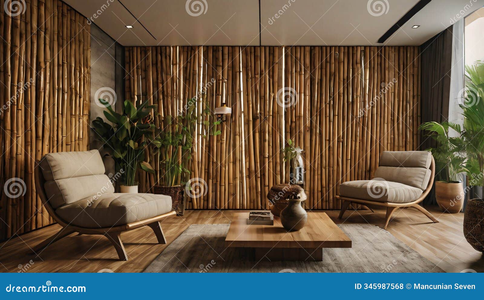 Elegant Interior Design Using Bamboo Panels for Walls and Ceilings ...