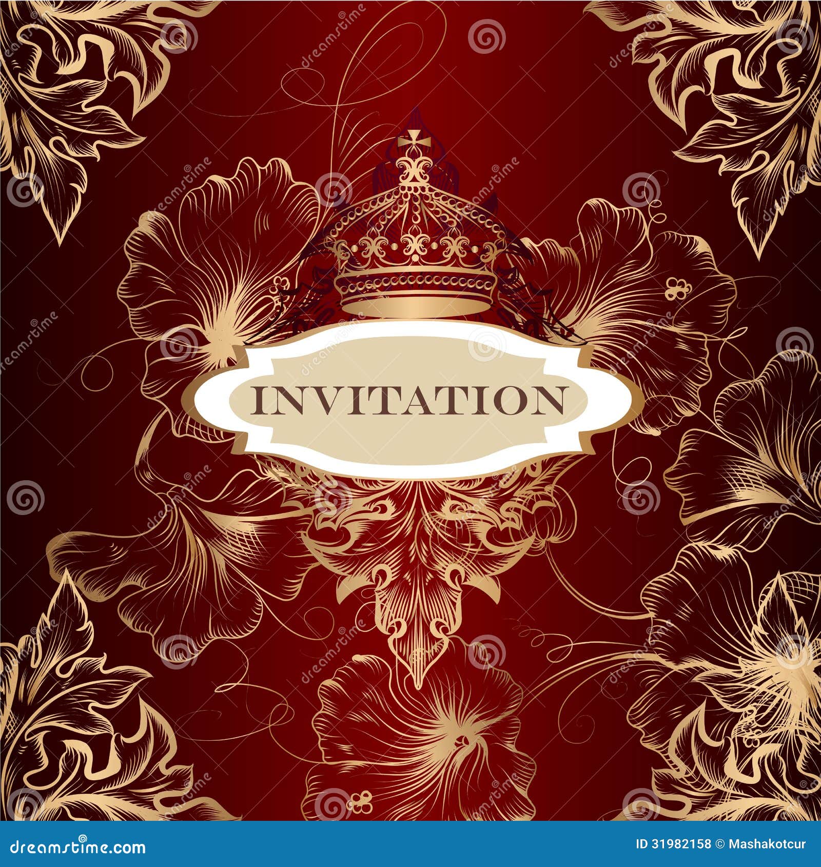 Elegant Invitation Card with Crown and Ornament Stock Vector ...