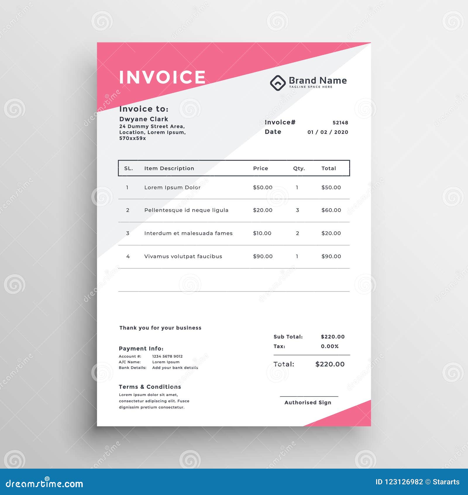 Elegant Invoice Quotation Template Design Stock Vector - Illustration ...