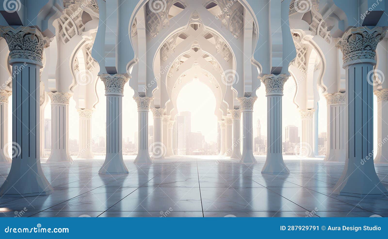 Elegant Islamic Architecture Interior Pillars Columns Mosque Stock ...