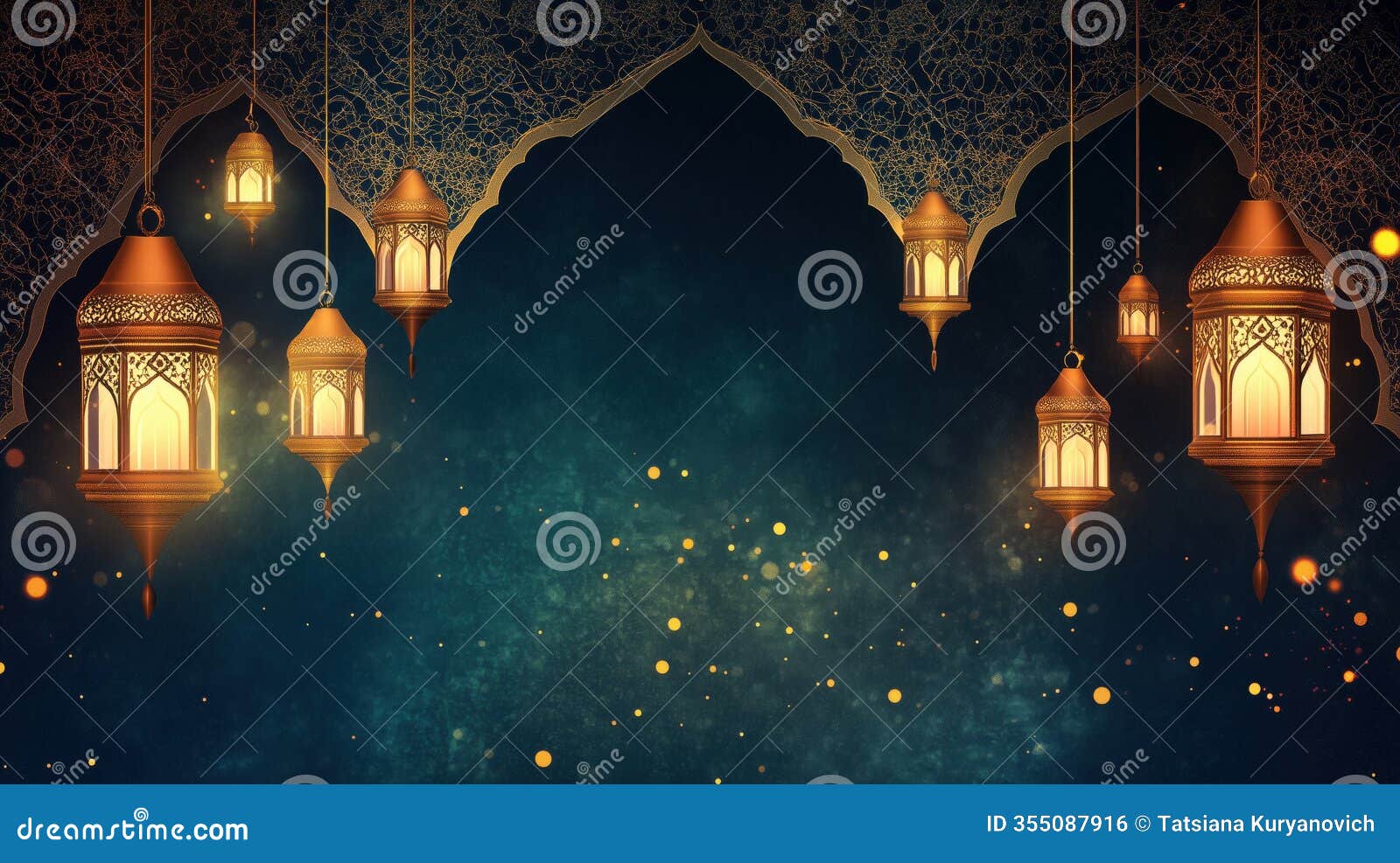 Elegant Islamic Lanterns with Ornate Patterns and Starry Background ...