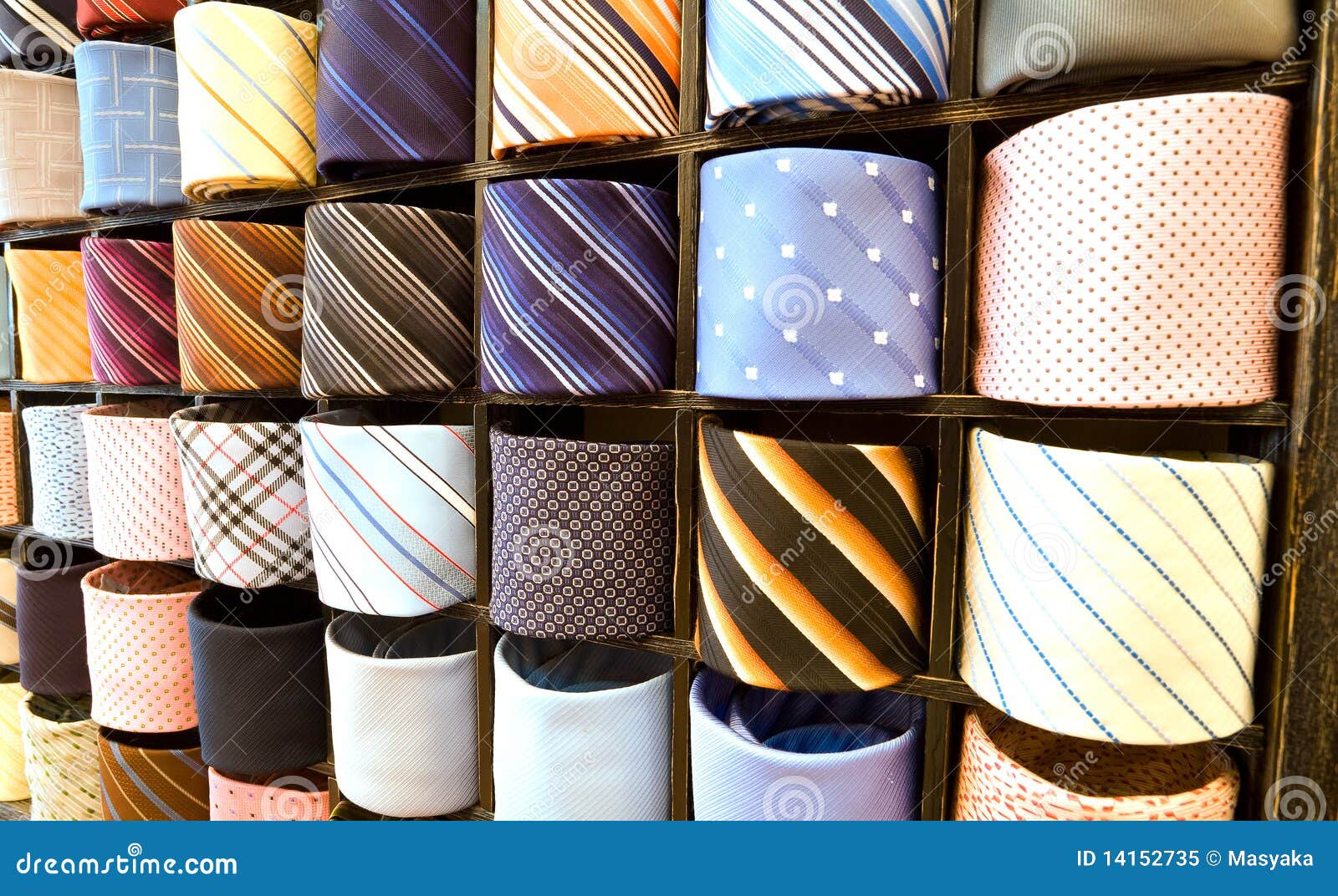 Elegant Italian Neckties in a Tie Rack Stock Image - Image of textile ...