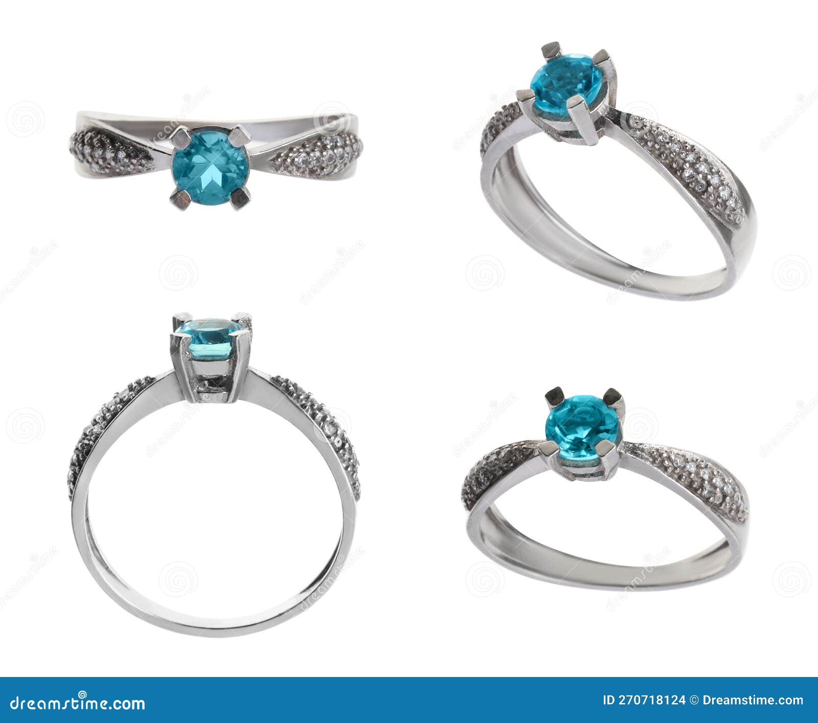 Elegant Jewelry. Collage with Luxury Ring on White Background ...