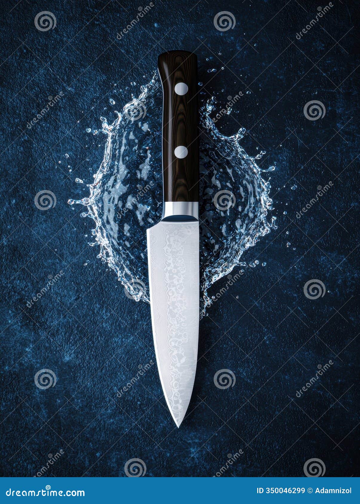 Elegant Kitchen Knife with Water Splash Stock Illustration ...