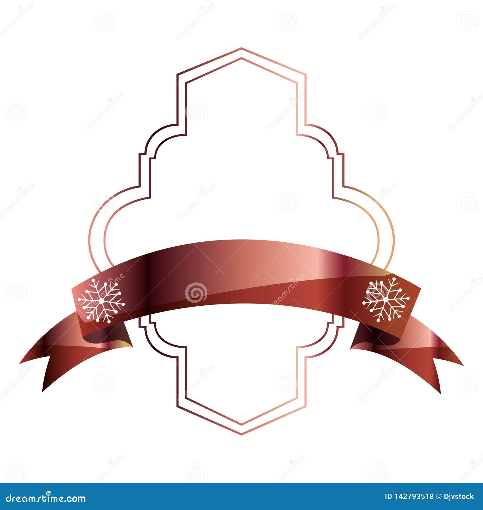 Elegant Label Ribbon Snowflake Template Stock Vector - Illustration of ...