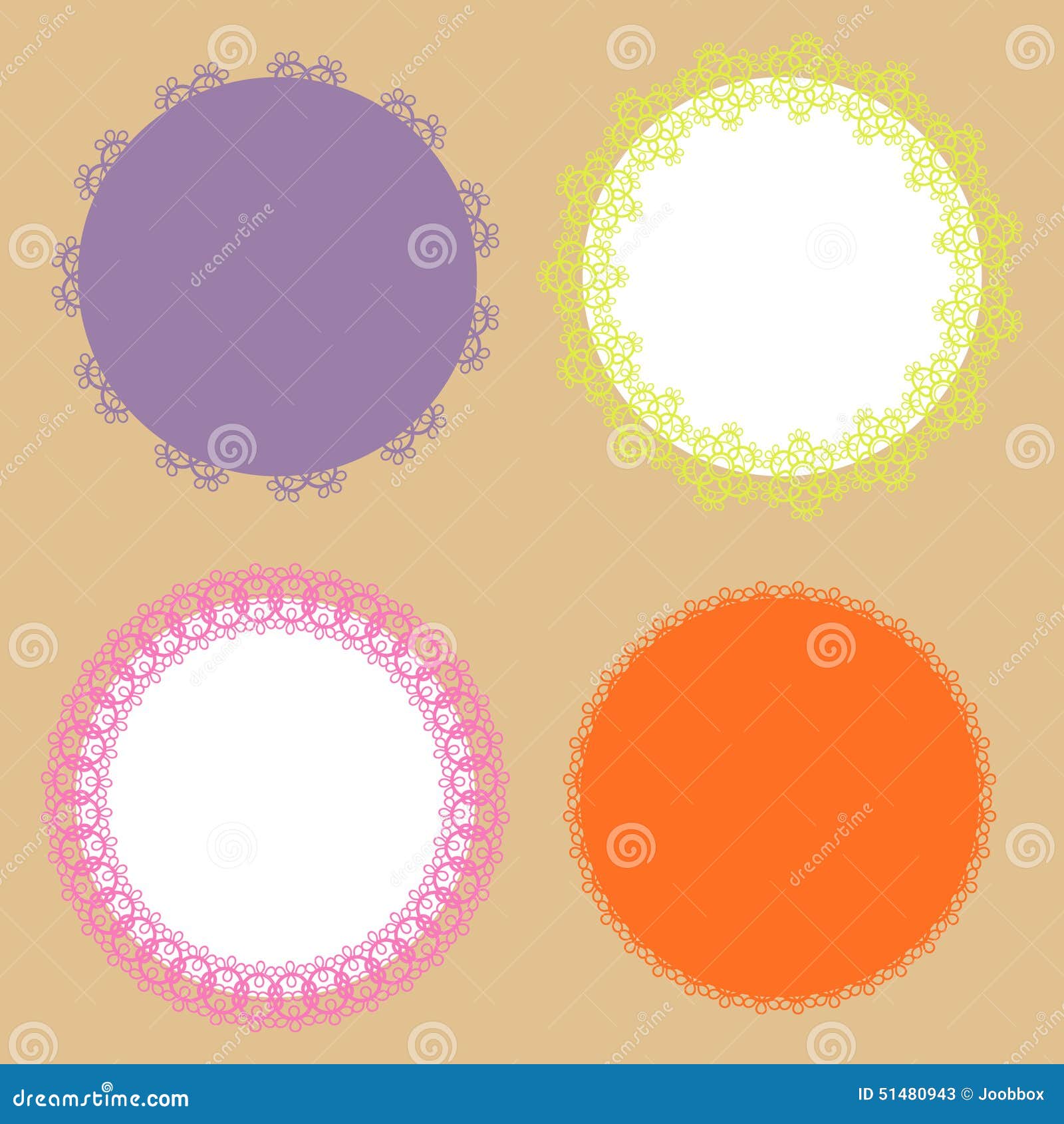 4 Elegant Lace Border Round Labels Stock Vector - Illustration of ...