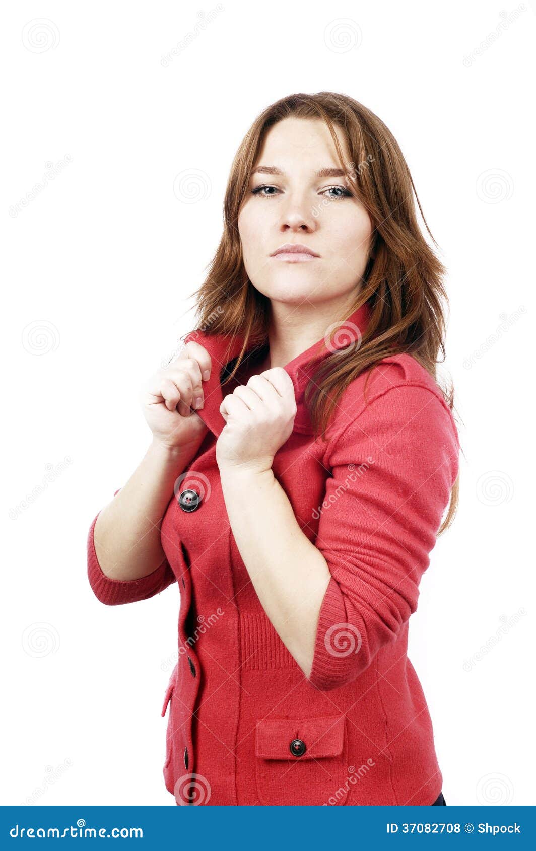 Elegant lady in red stock photo. Image of glamour, adult - 37082708
