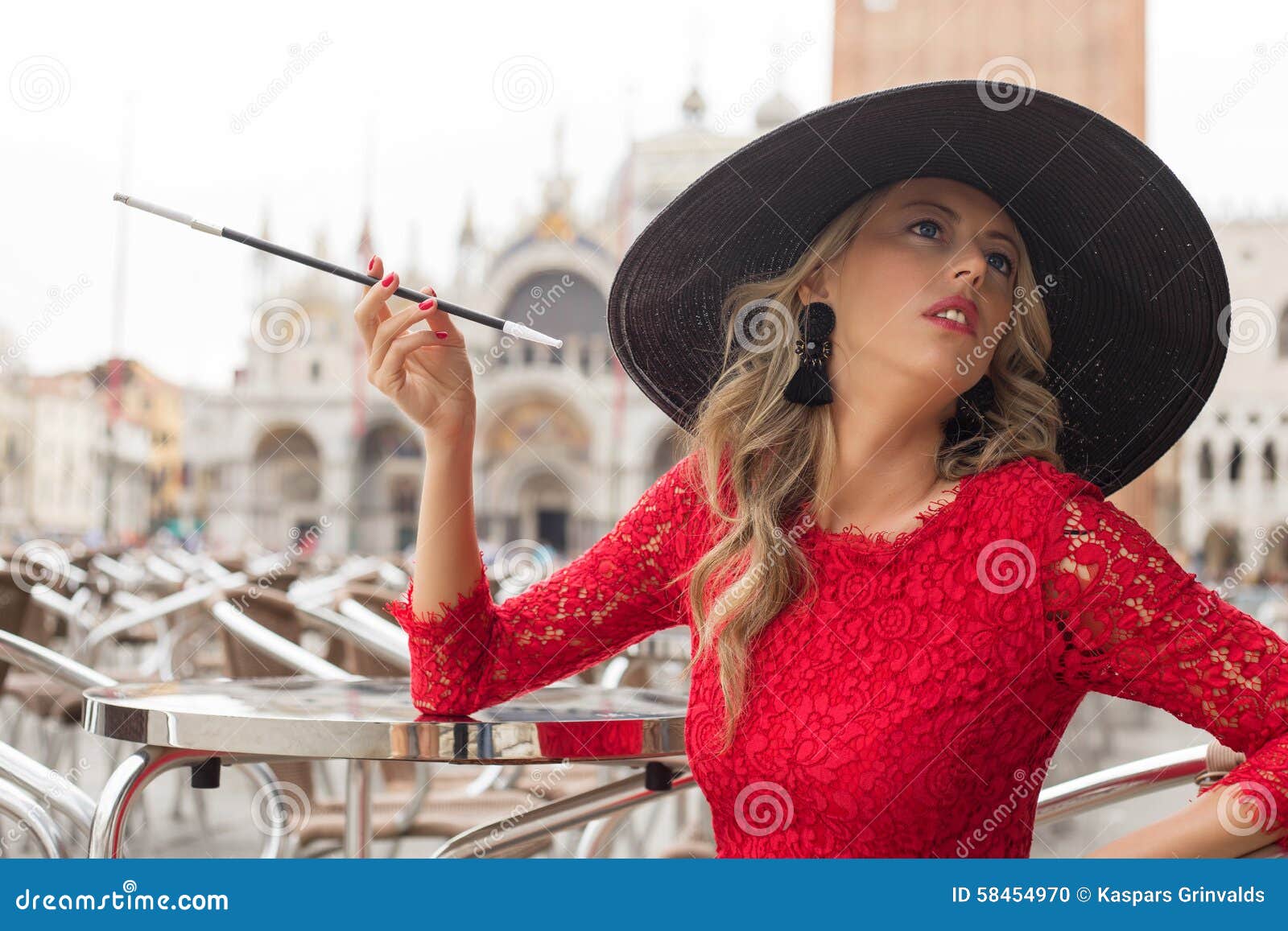 Elegant Lady Smoking Cigarette in Retro Style Stock Photo - Image of ...