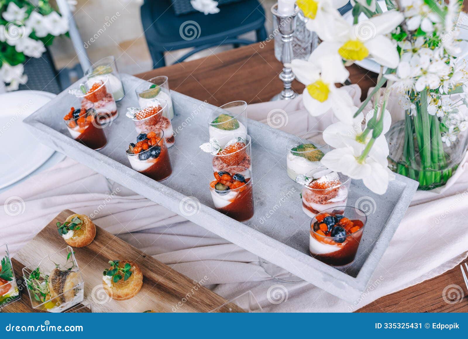 Elegant Layered Berry Desserts on Decorative Catering Table Stock Image ...