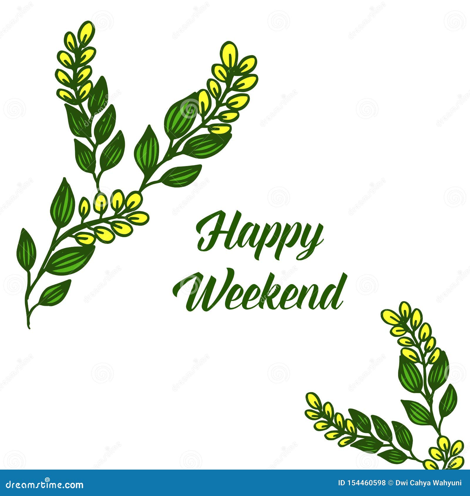 Elegant Leaf Floral Frame, Decor of Card Happy Weekend, Space for Your ...