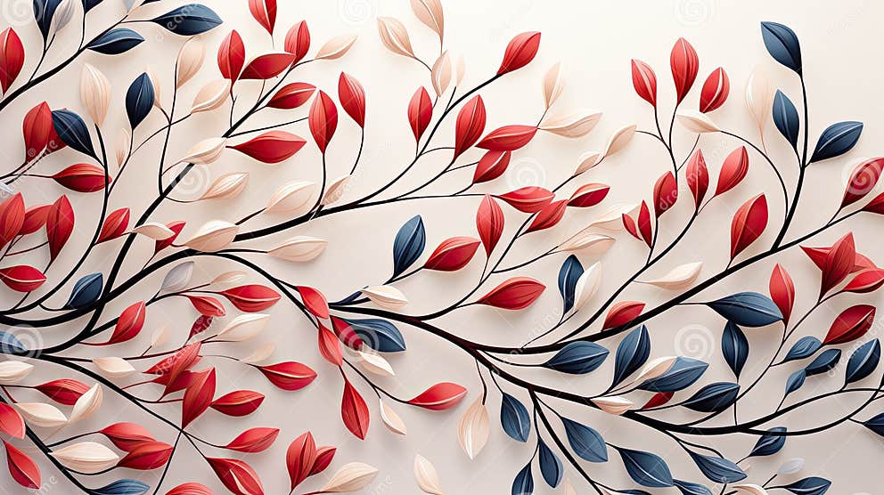 Elegant Leaf Pattern Tile Ready with Bold Red and Soft White Blooms on ...
