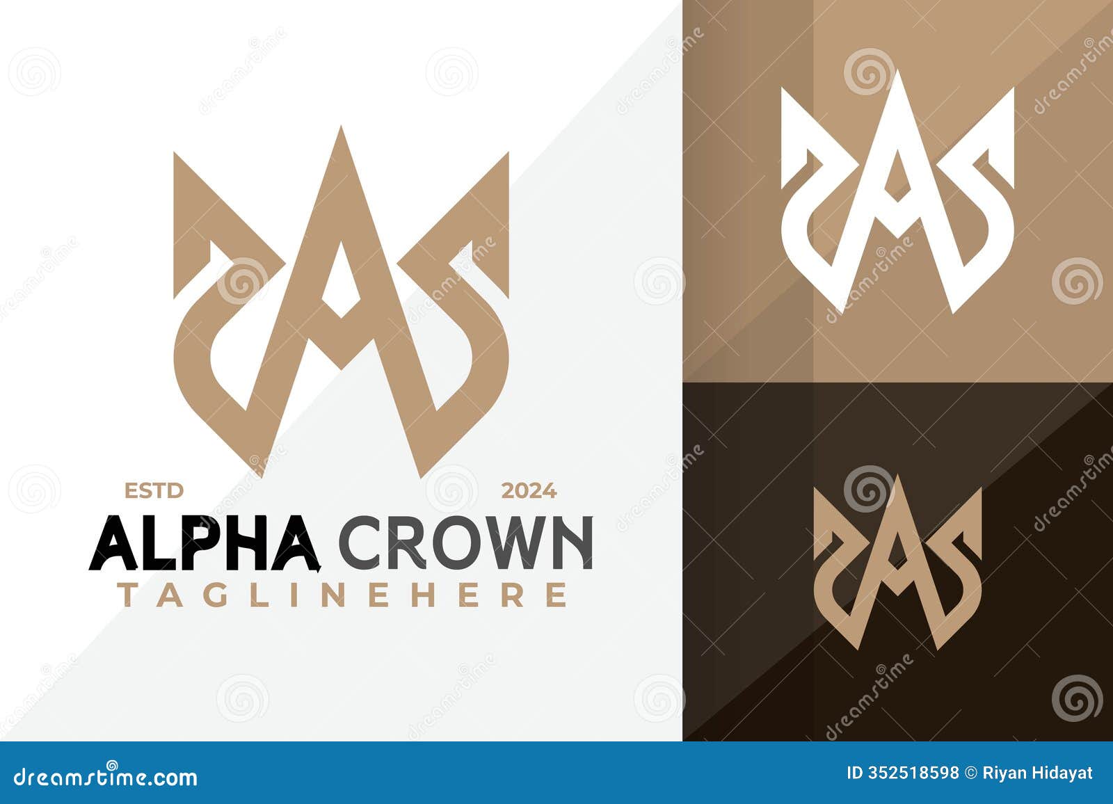 Elegant Letter a Crown Logo Icon Vector Design Illustration Stock ...