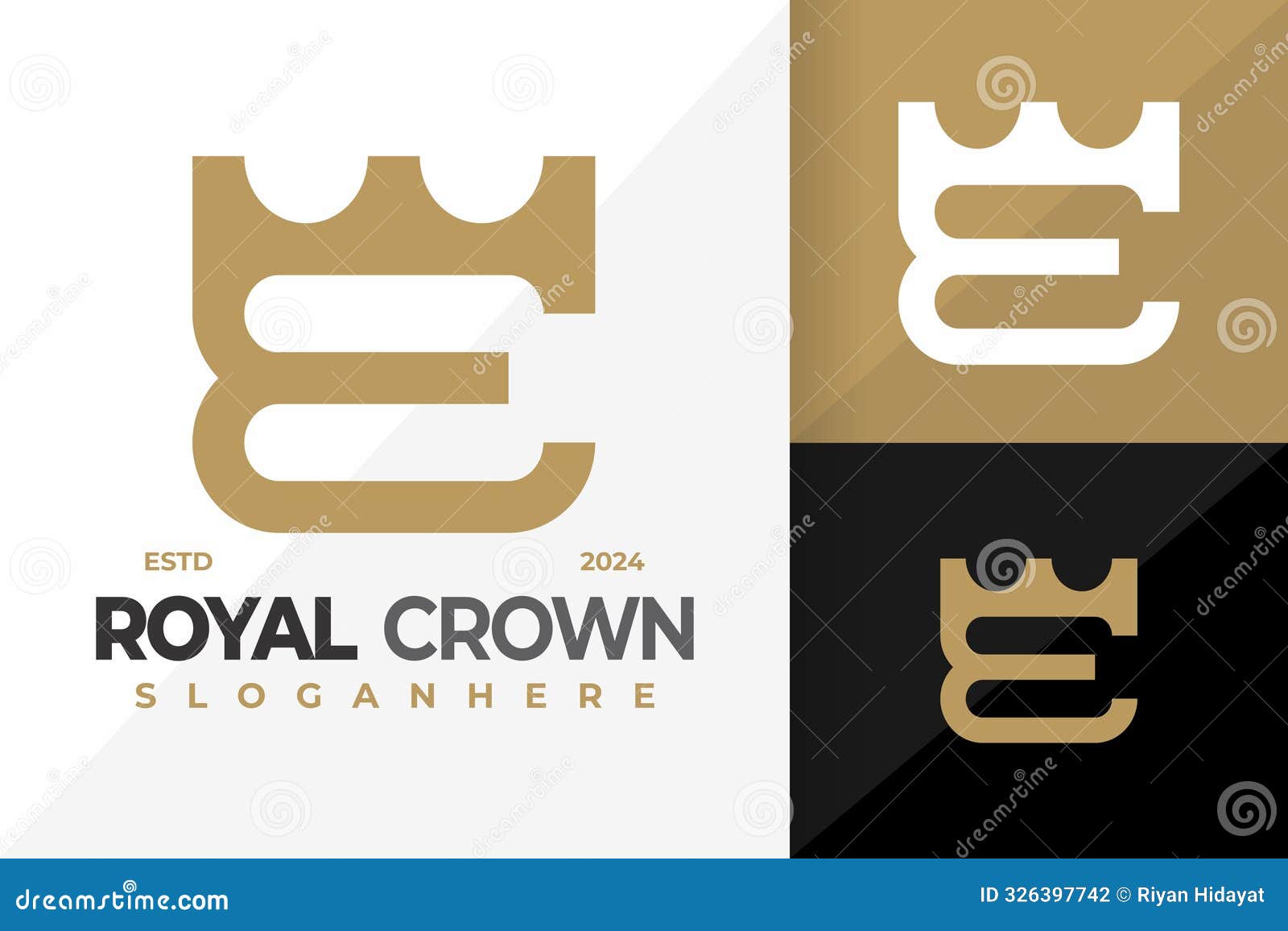 Elegant Letter E Crown Logo Design Vector Symbol Icon Illustration ...