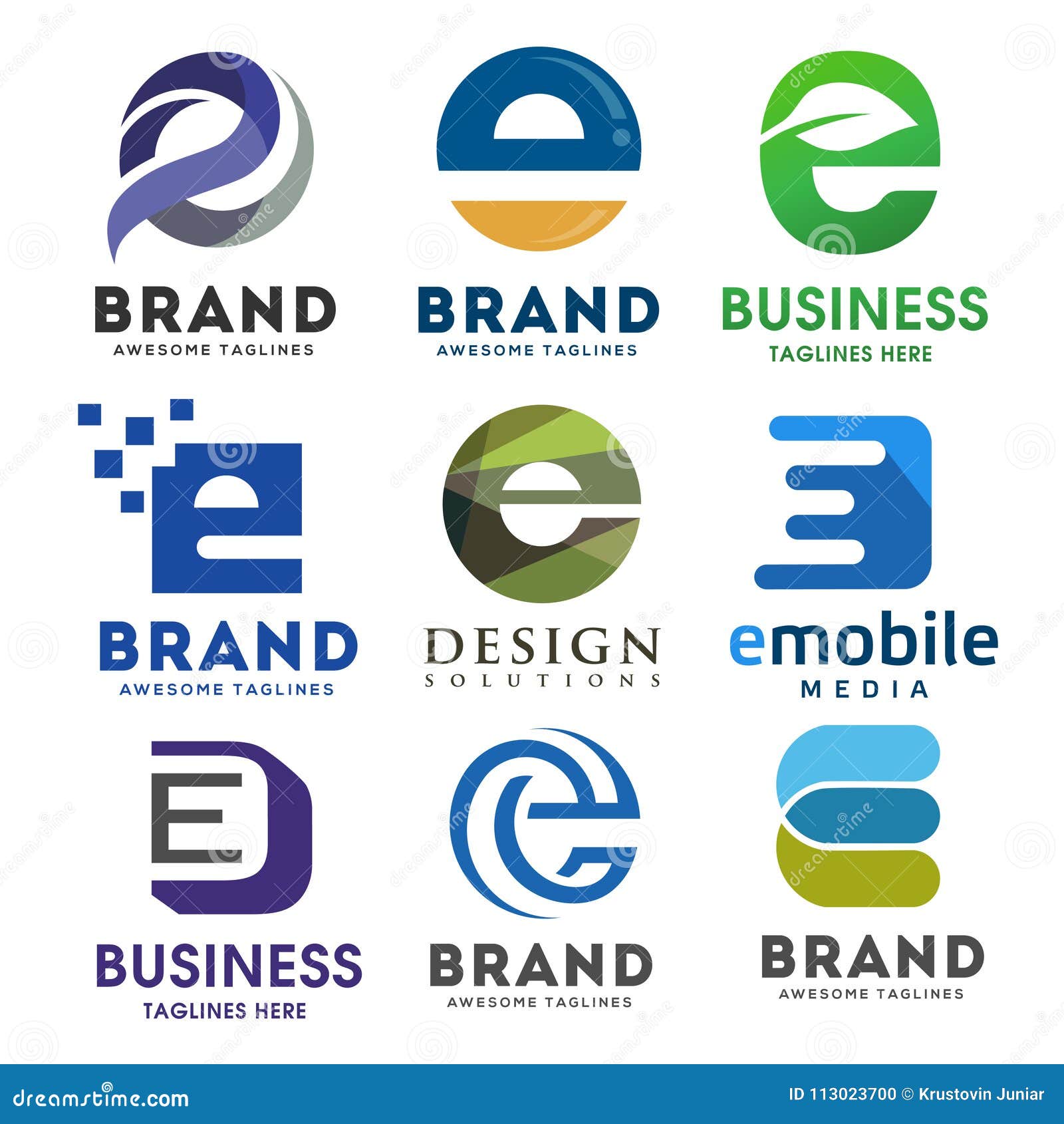 Elegant Letter E Logo Vector Set, Stock Vector - Illustration of ...