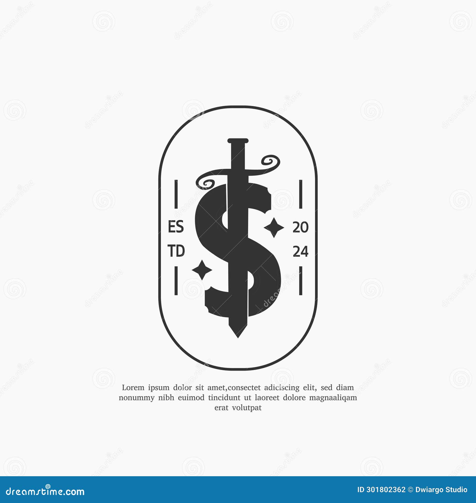 Elegant Letter S with Sword in the Middle Logo Design Stock Vector ...