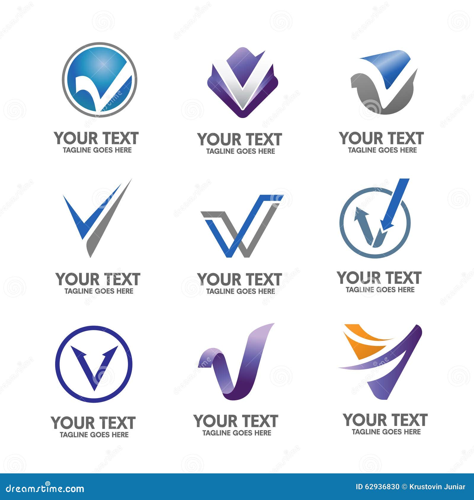 Elegant Letter V Logo Concept Vector Set Stock Vector - Illustration of ...