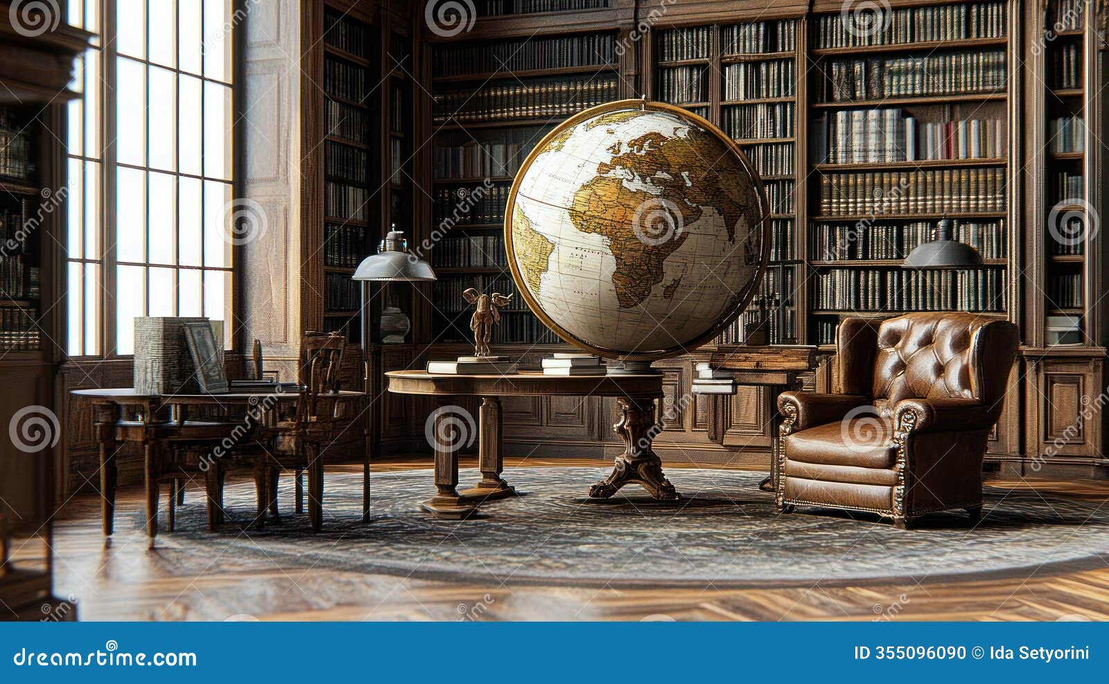 Elegant Library Workspace With Vintage Typewriter And Brass Lamp Stock ...