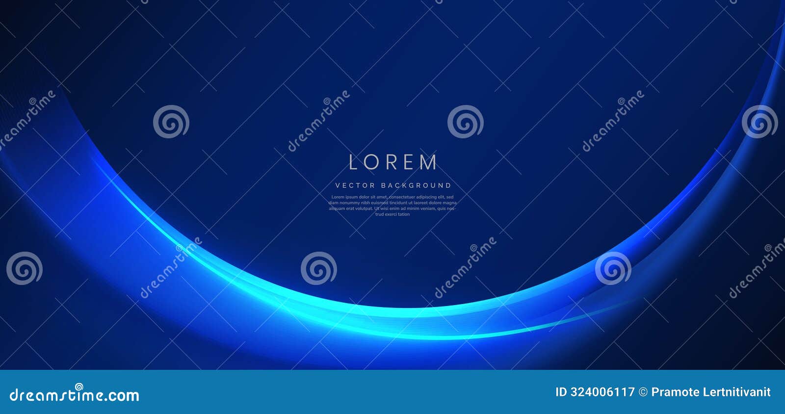 Elegant Light Blue Curved Line on Dark Blue Background Copy Space for ...