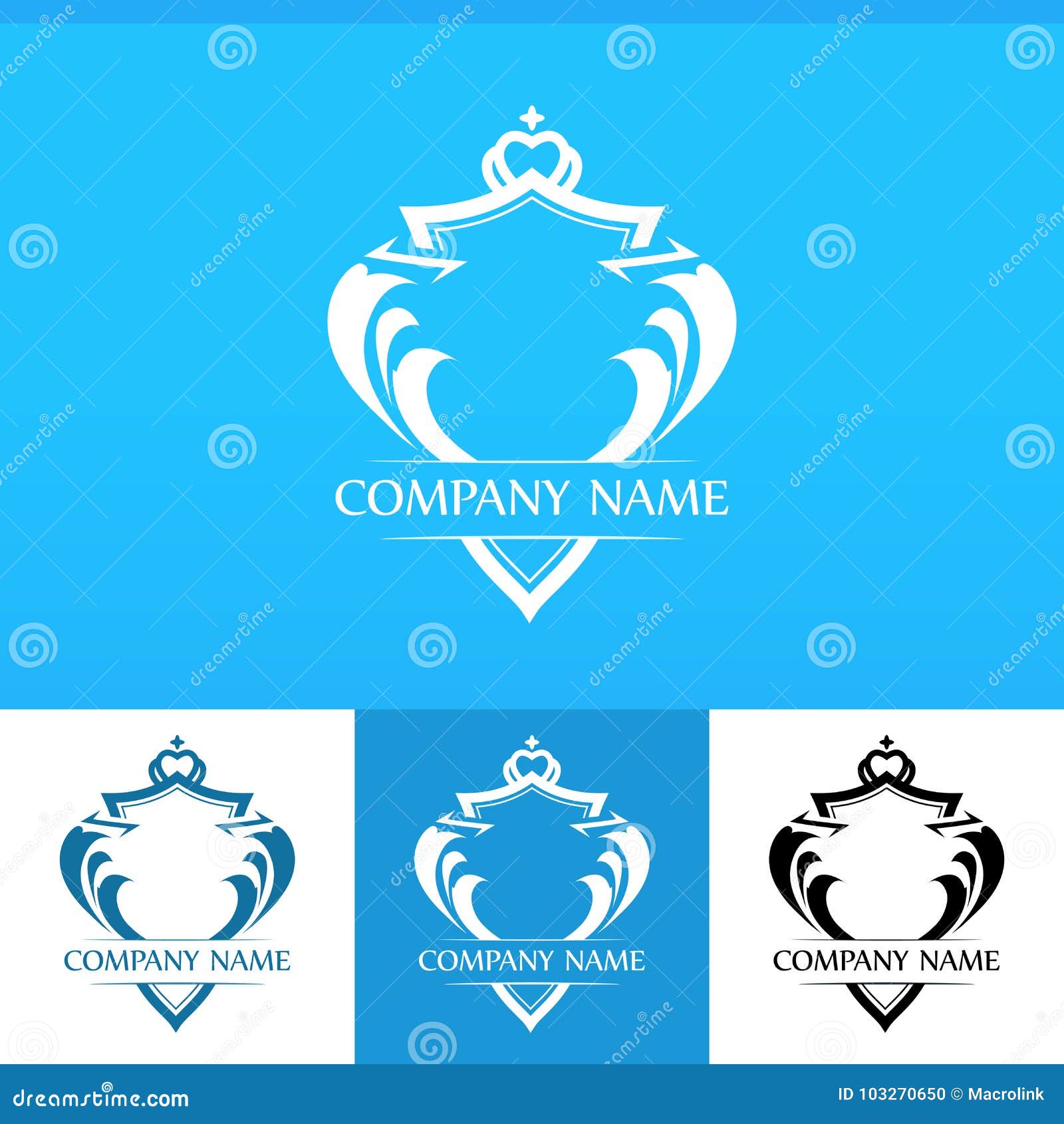 Elegant Line Art Blue Blazon Stock Vector - Illustration of crown ...