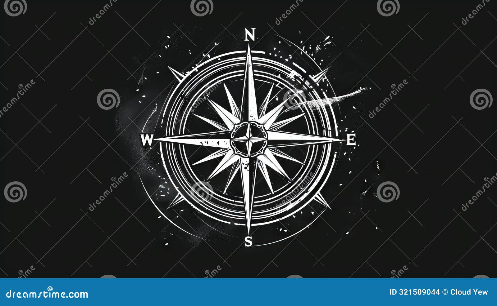 Elegant Line Art of a Compass Rose Stock Illustration - Illustration of ...