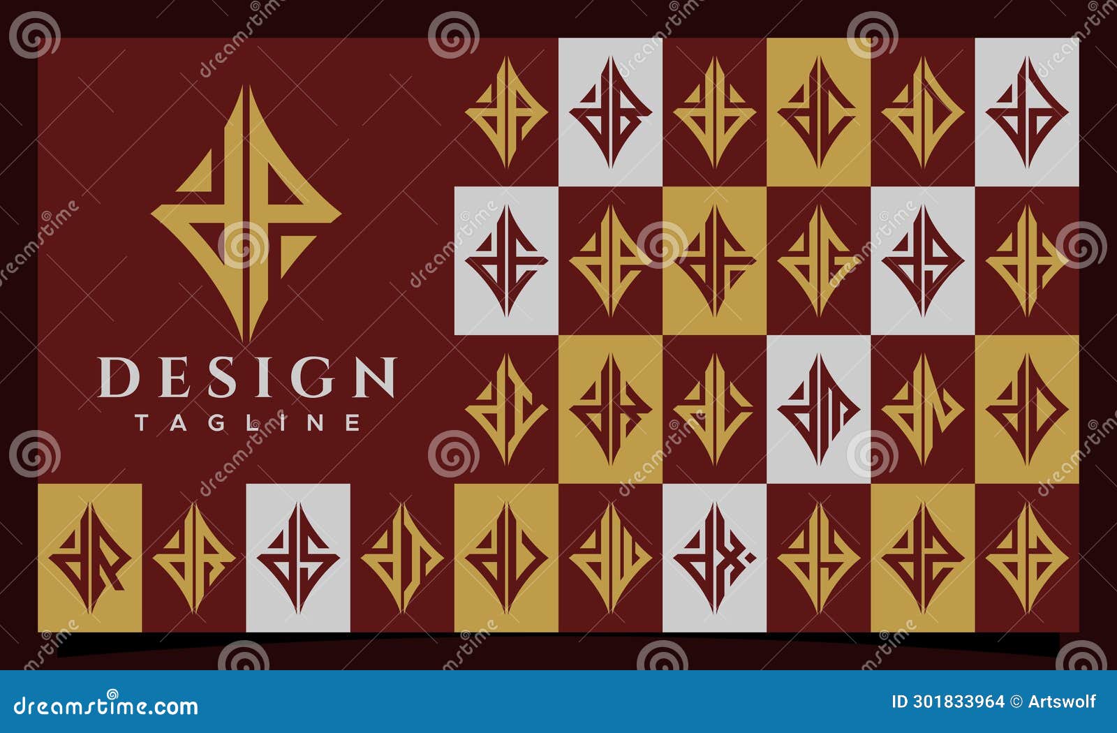 Elegant Line Sharp Rhombus Lowercase Letter D DP Logo Design Set Stock ...