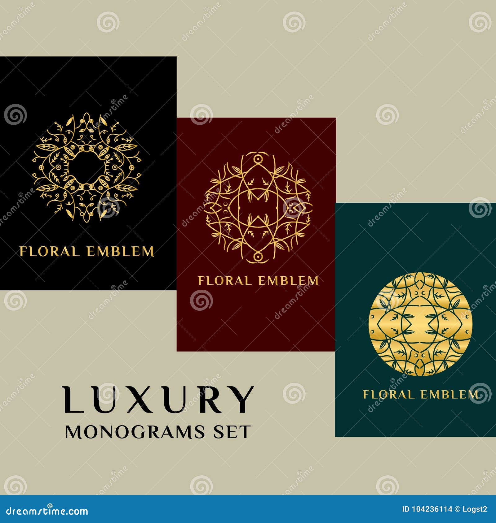 Elegant Linear Abstract Monograms Set, Vector Template Stock Vector ...