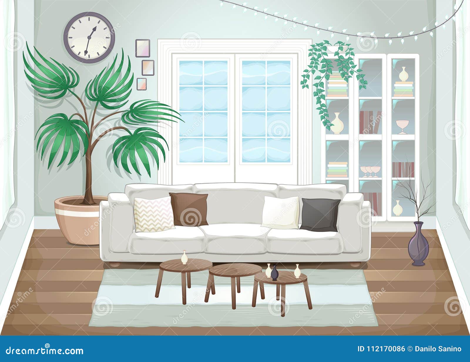 Elegant living room stock vector. Illustration of building - 112170086