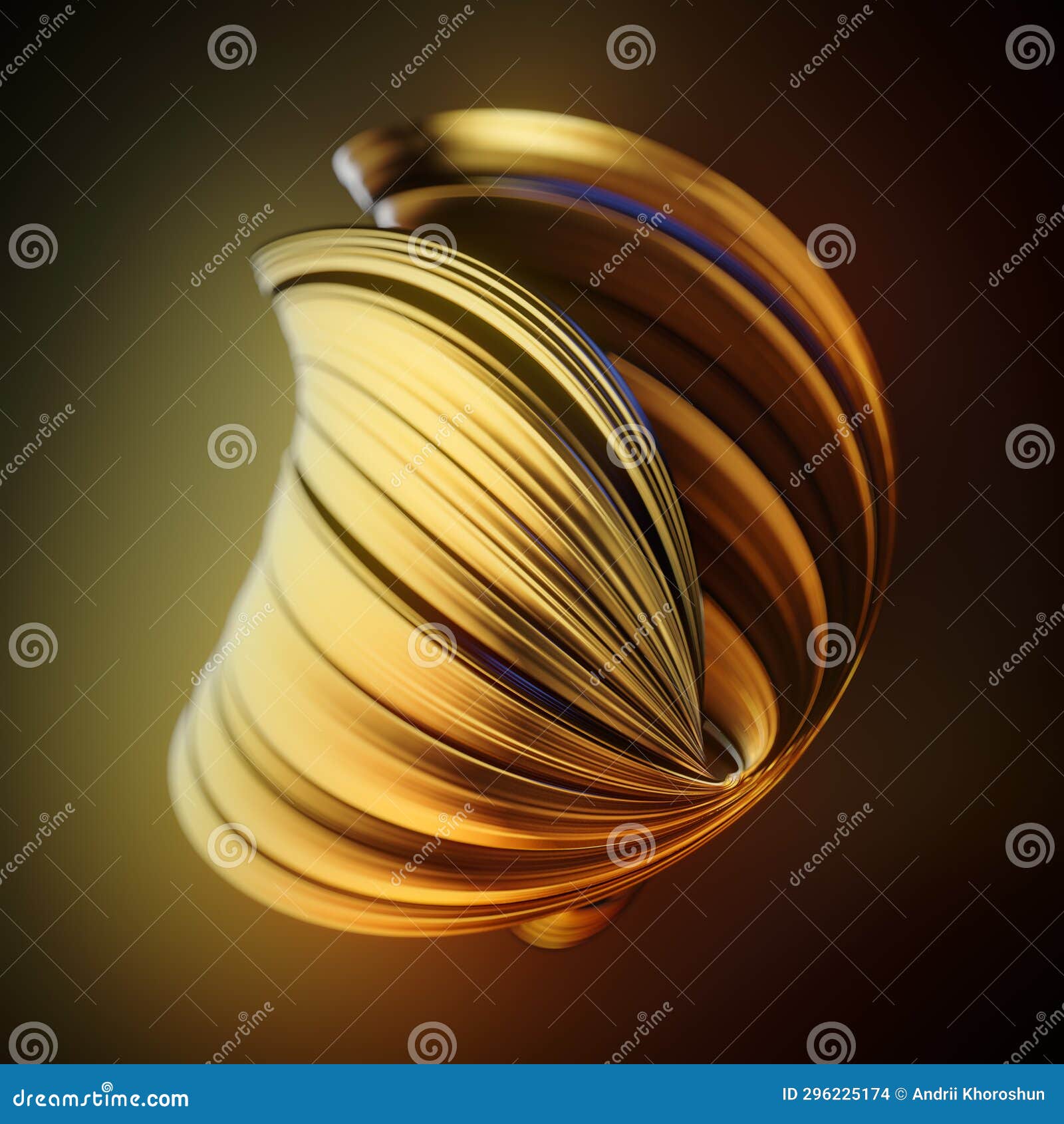 Elegant and Luxurious Mesmerizing Golden Twisted Figure. 3d Rendering ...