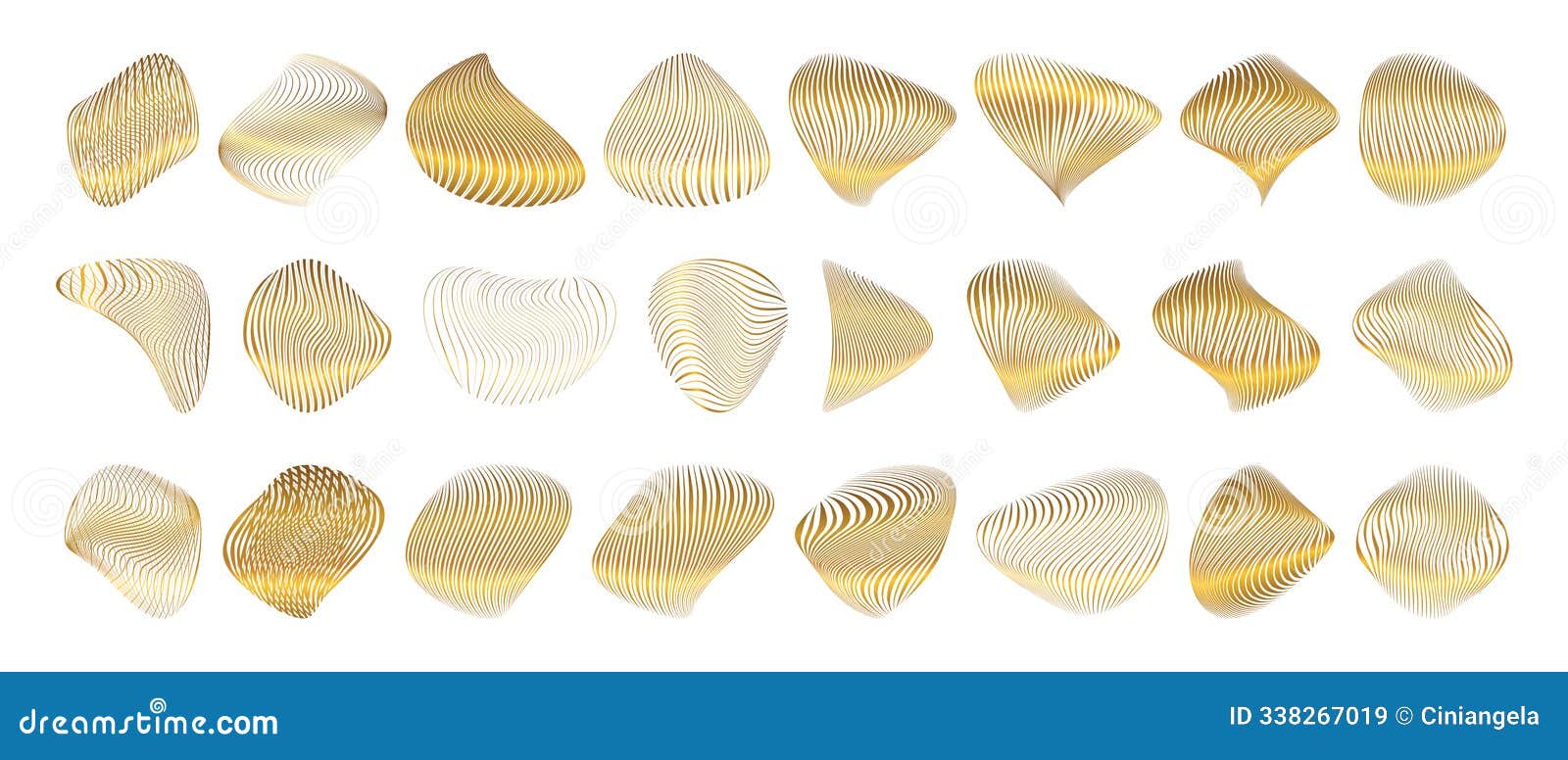Elegant Luxury Gold Abstract Amorphous Shape Collection With Lines ...