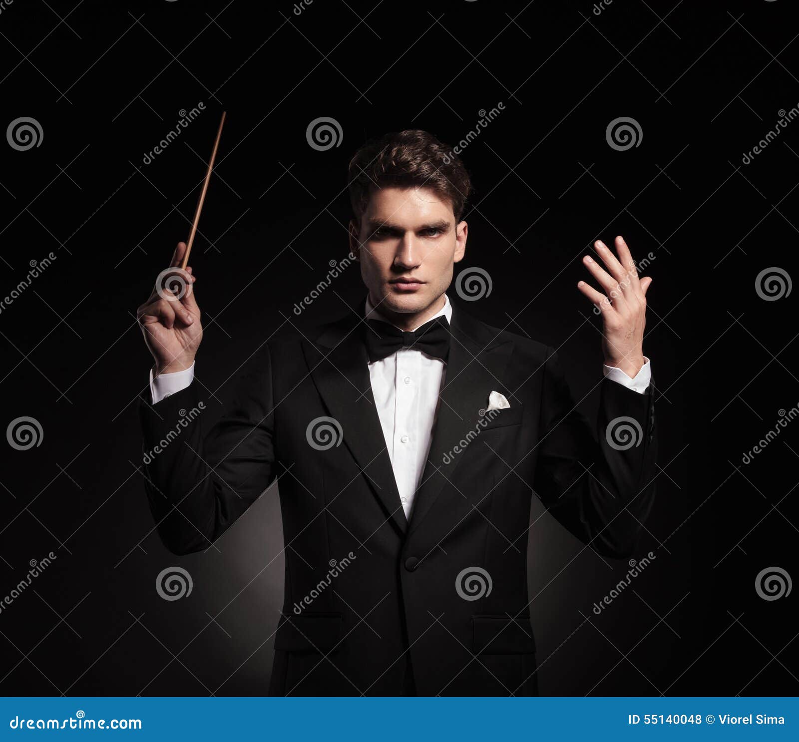 Elegant Man Conducting an Orchestra Stock Photo - Image of creative ...