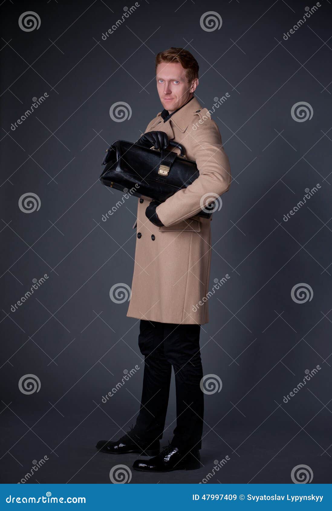 Elegant Man with a Hand Bag Stock Image - Image of adult, style: 47997409