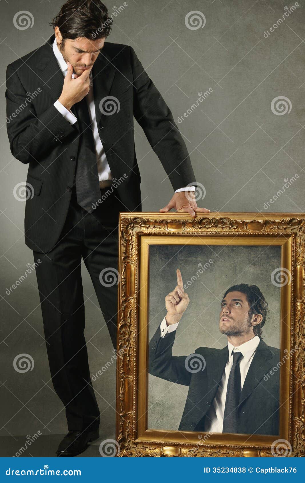 Elegant Man and His Conscience in a Paint Stock Photo - Image of stress ...