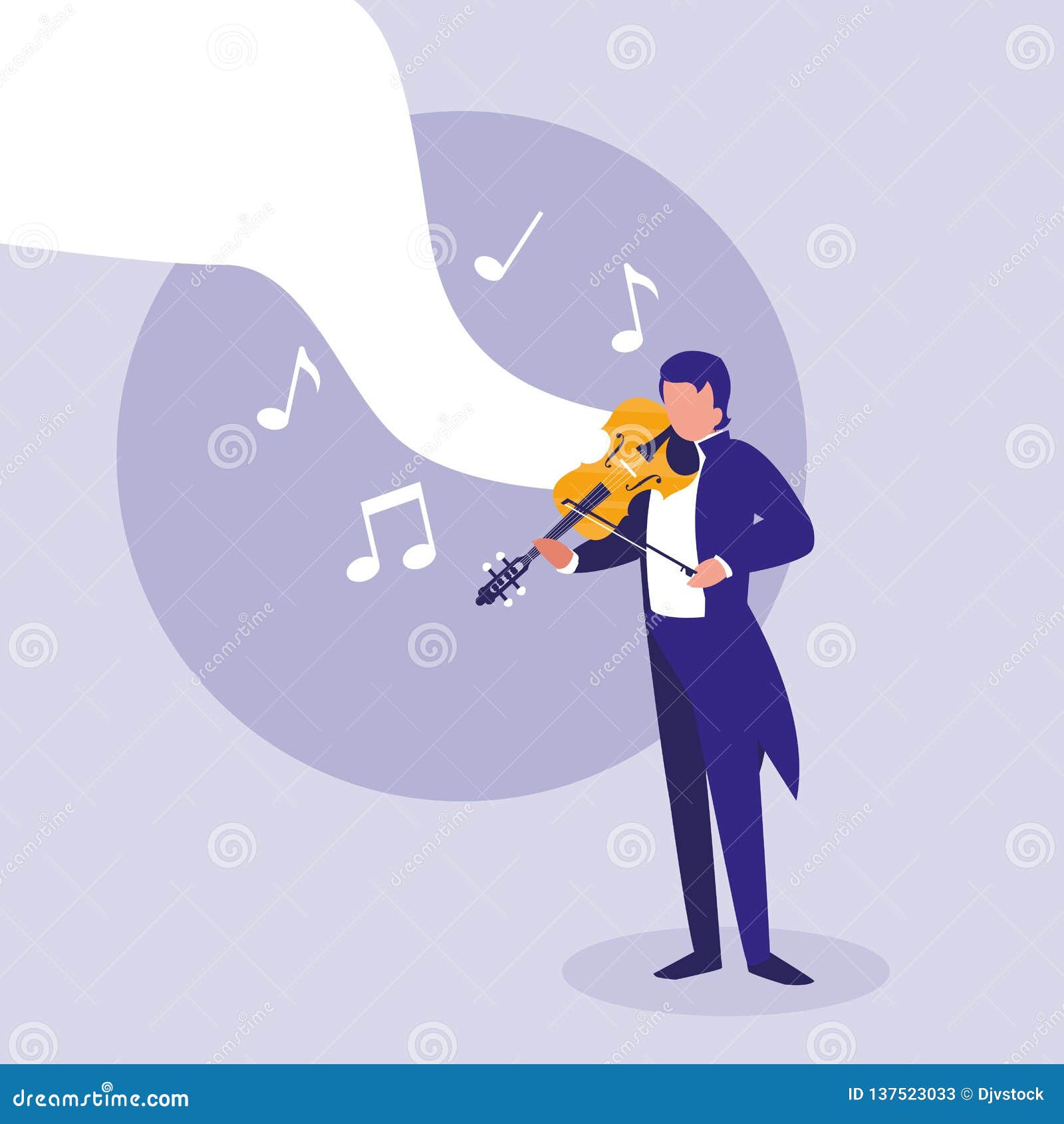 Elegant Man Playing Fiddle Classical Stock Vector - Illustration of ...