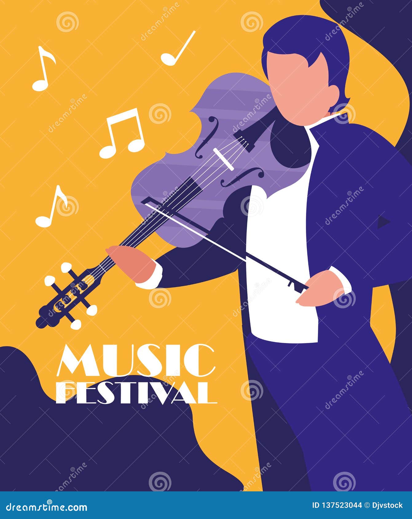 Elegant Man Playing Fiddle Classical Stock Vector - Illustration of ...