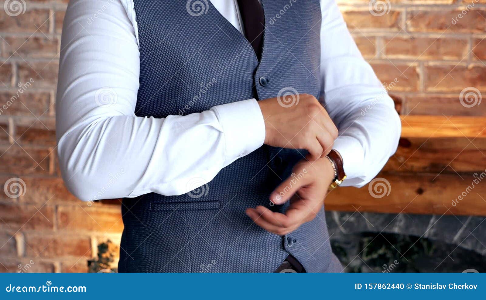 Elegant Man Puts on a Clock on Hand. Close-up Stock Footage - Video of ...