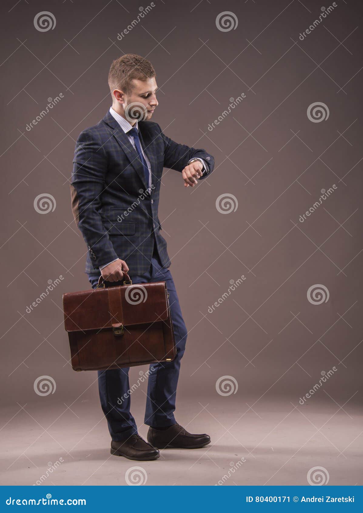 The Elegant Man in a Suit with a Briefcase Stock Image - Image of ...