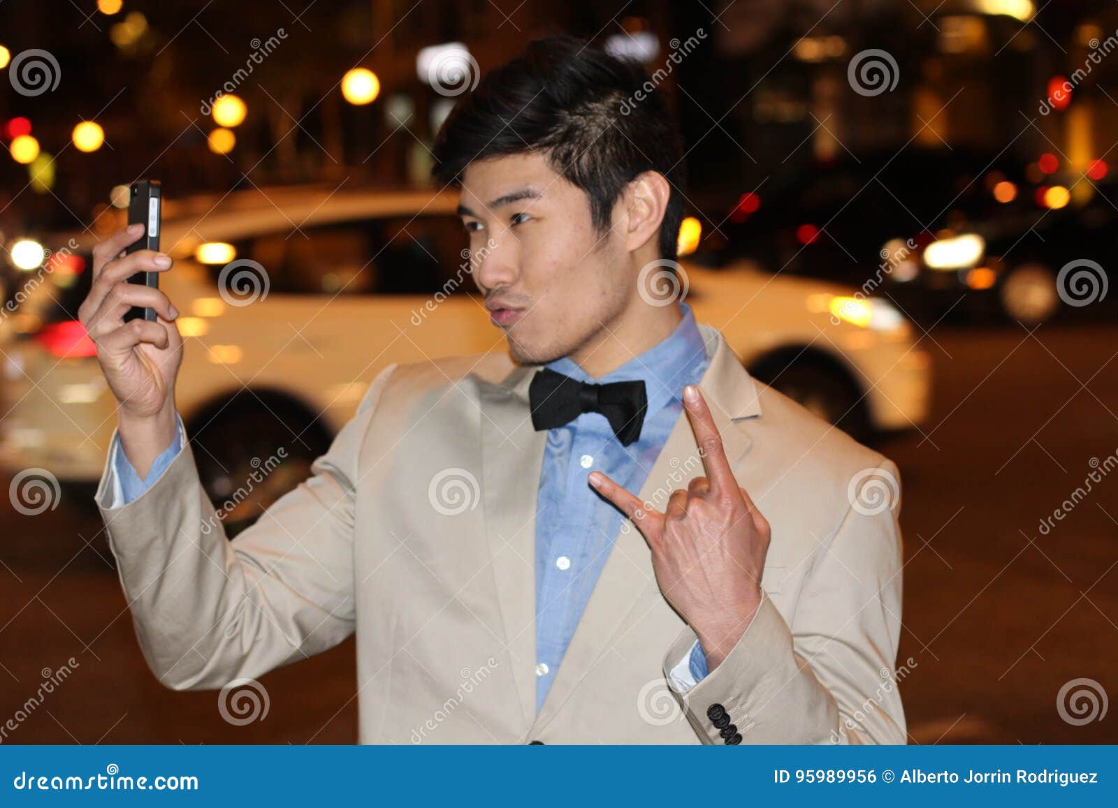 Elegant Man Taking a Selfie with Duck Lips Stock Photo - Image of funny ...