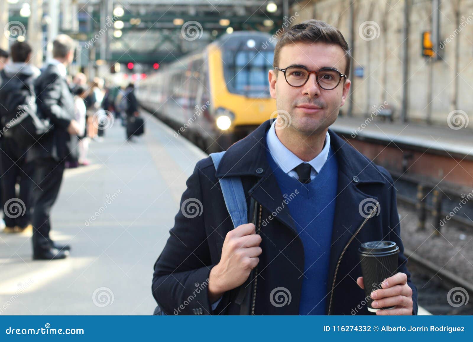 Elegant Man about To Catch a Train Stock Photo - Image of cheerful ...
